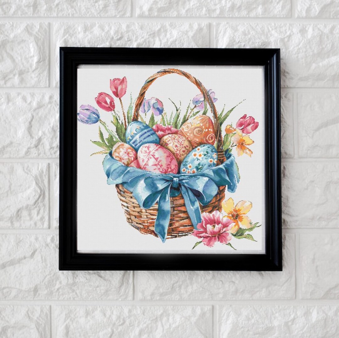 Pretty Easter Basket Cross Stitch Pattern PDF - Etsy