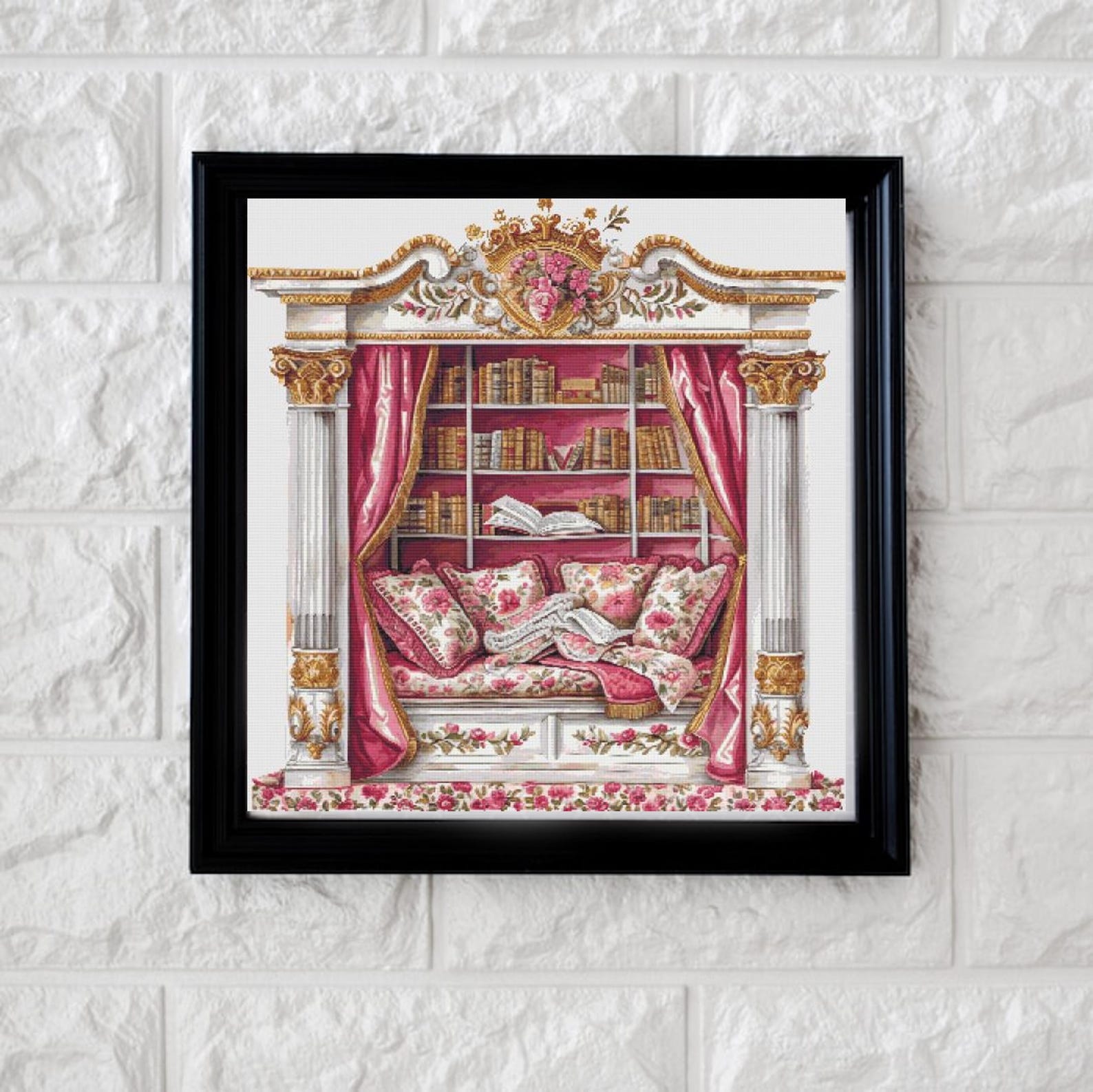 Pink Rose Reading Nook Cross Stitch Pattern PDF - Etsy