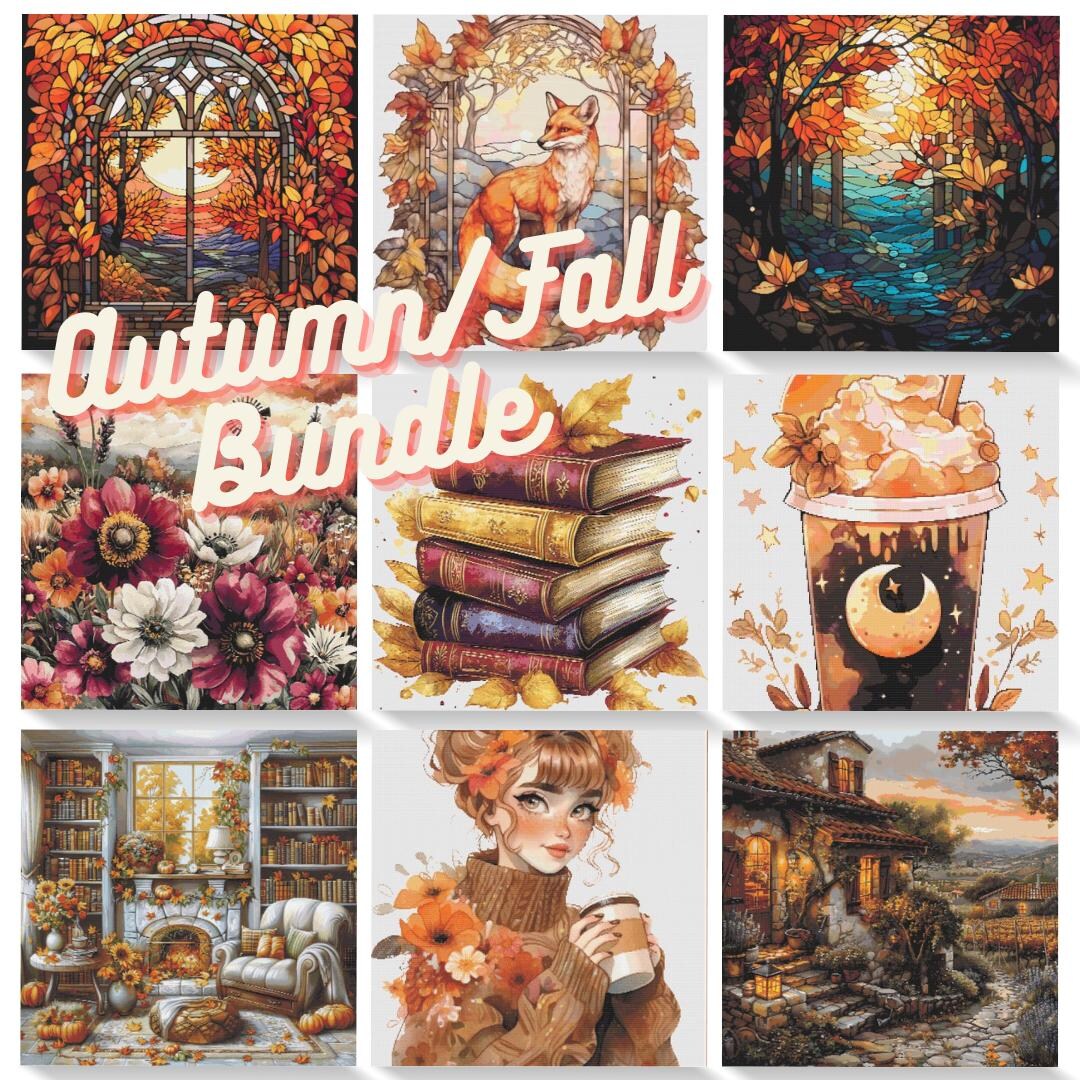 Fall/autumn Bundle Cross Stitch Pattern Full Coverage PDF - Etsy