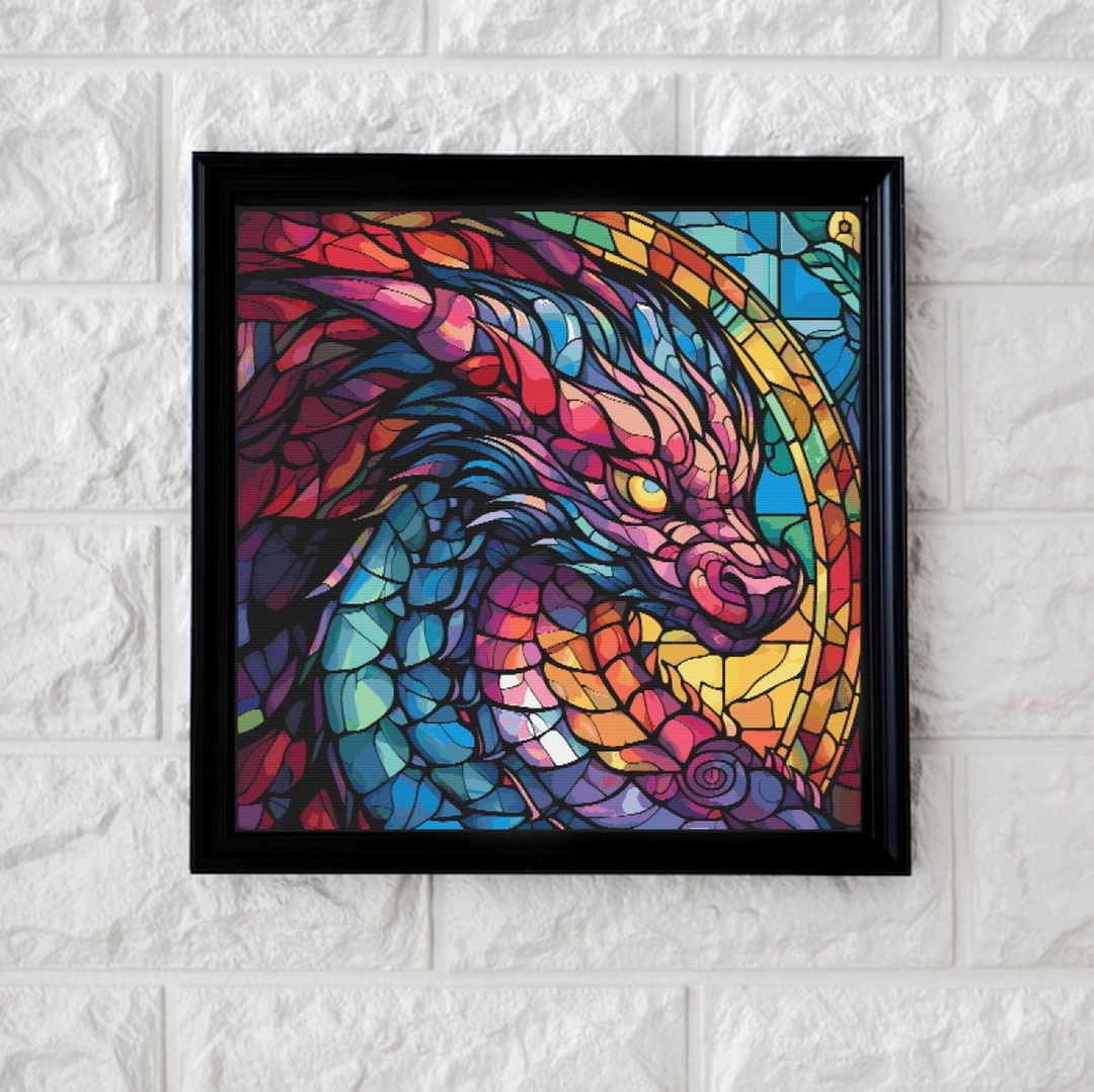 Mosaic Swirl Dragon Cross Stitch Pattern Full Coverage PDF - Etsy
