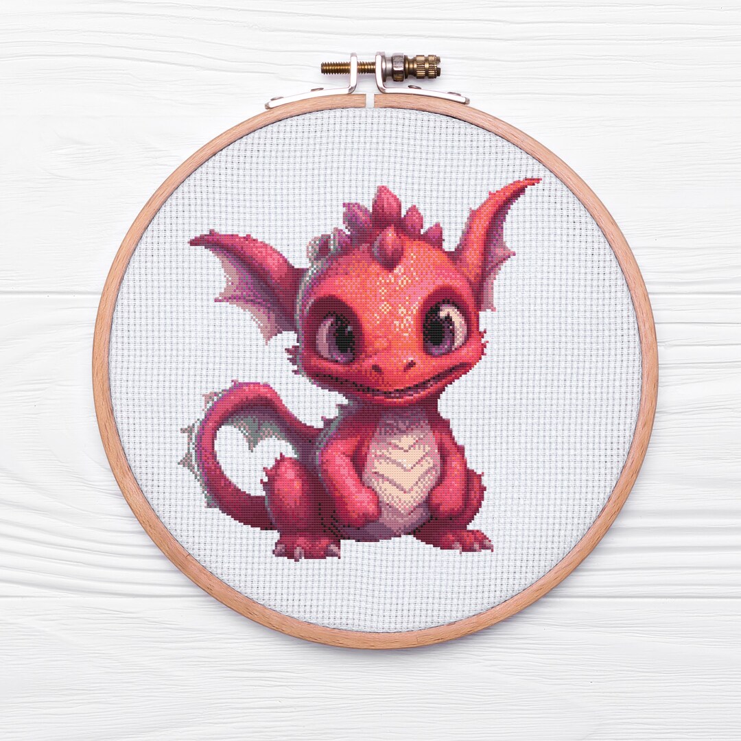 Chibi Red Dragon Cross Stitch Pattern PDF - Etsy