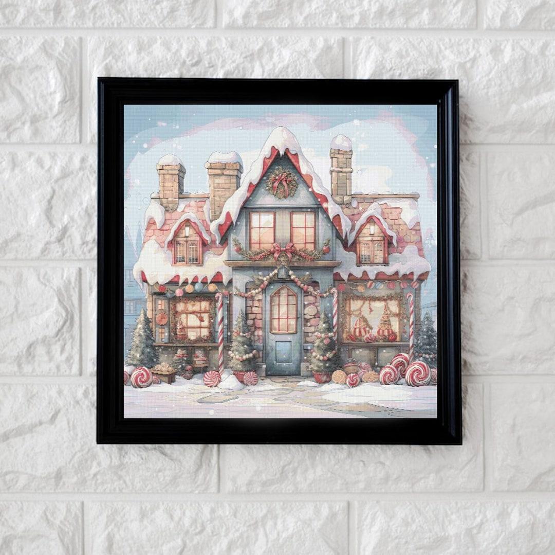 Snowy Christmas House Cross Stitch Pattern Full Coverage PDF - Etsy