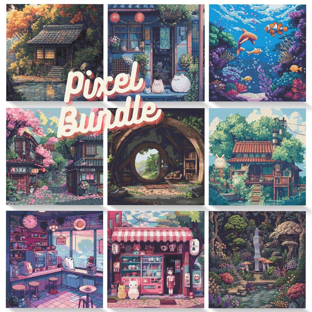 Pixel Bundle Cross Stitch Patterns PDF (9 Patterns) - Etsy