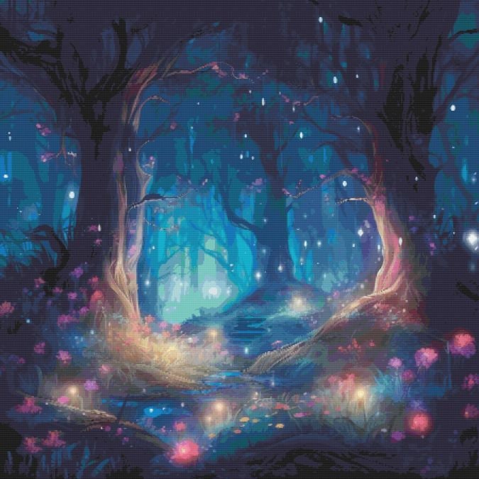 Deep Enchanted Forest Cross Stitch Pattern Full Coverage PDF - Etsy UK
