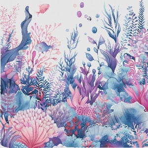 Pink and Blue Coral Cross Stitch Pattern PDF - Etsy