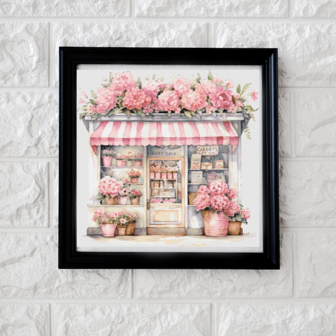 Pink Flower Shop Cross Stitch Pattern PDF - Etsy