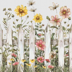 Pretty Garden Fence Cross Stitch Pattern PDF - Etsy