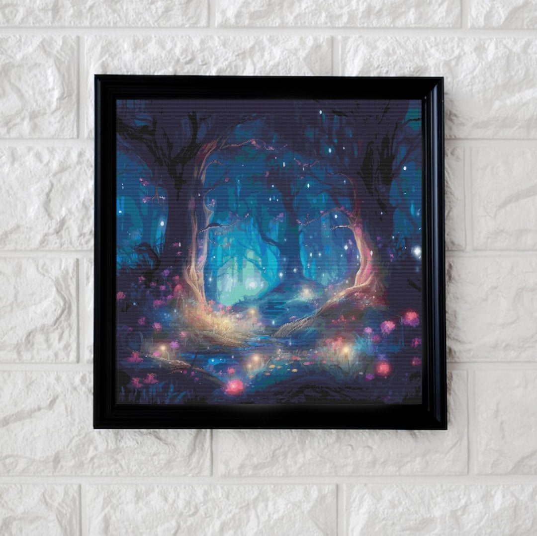 Deep Enchanted Forest Cross Stitch Pattern Full Coverage PDF - Etsy
