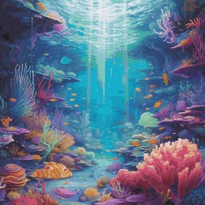 Rainbow Coral Cross Stitch Pattern Full Coverage PDF - Etsy