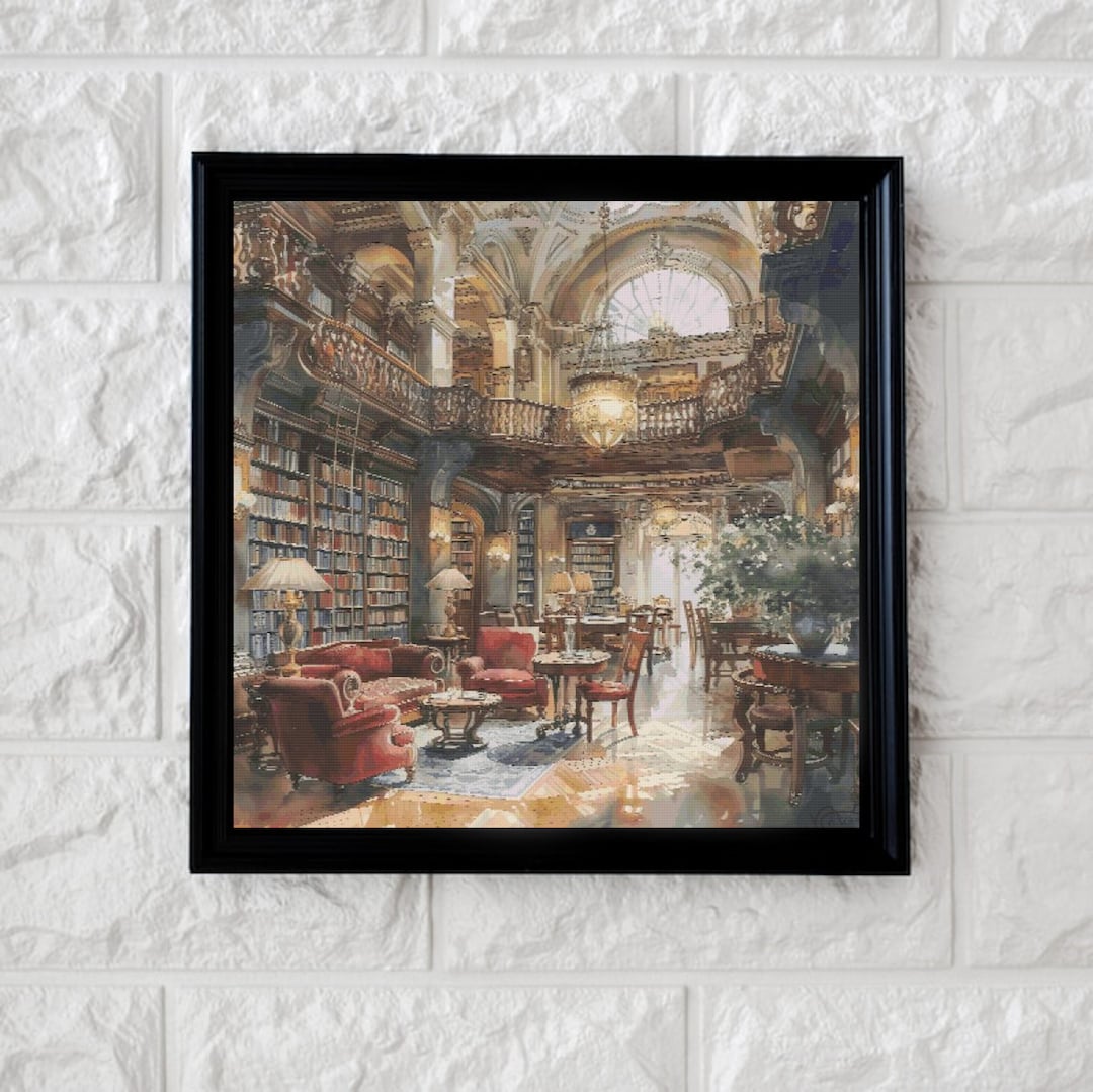 Grand Library Cross Stitch Pattern Full Coverage PDF - Etsy