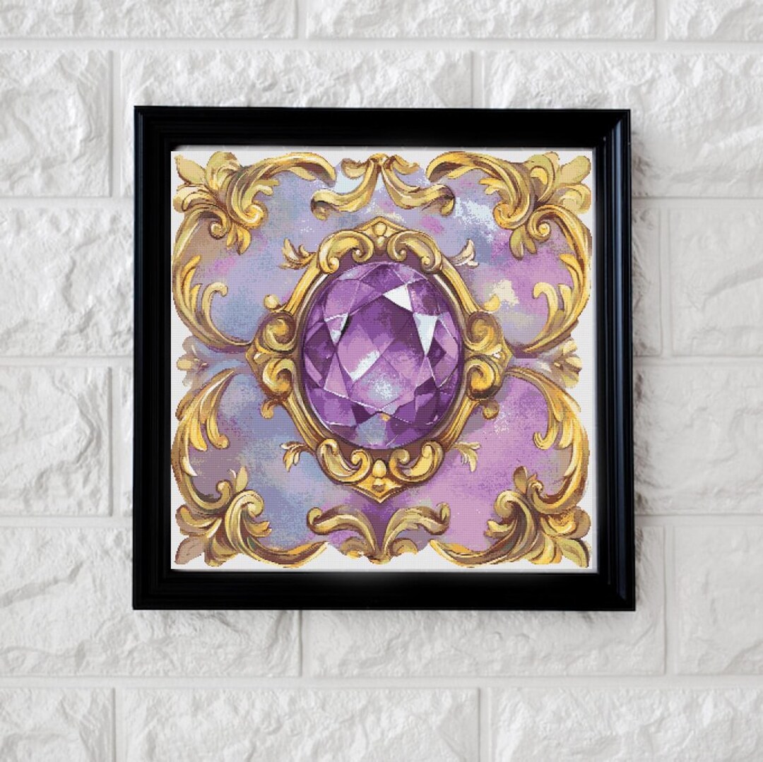 Purple Gem Stone Cross Stitch Pattern PDF - Etsy