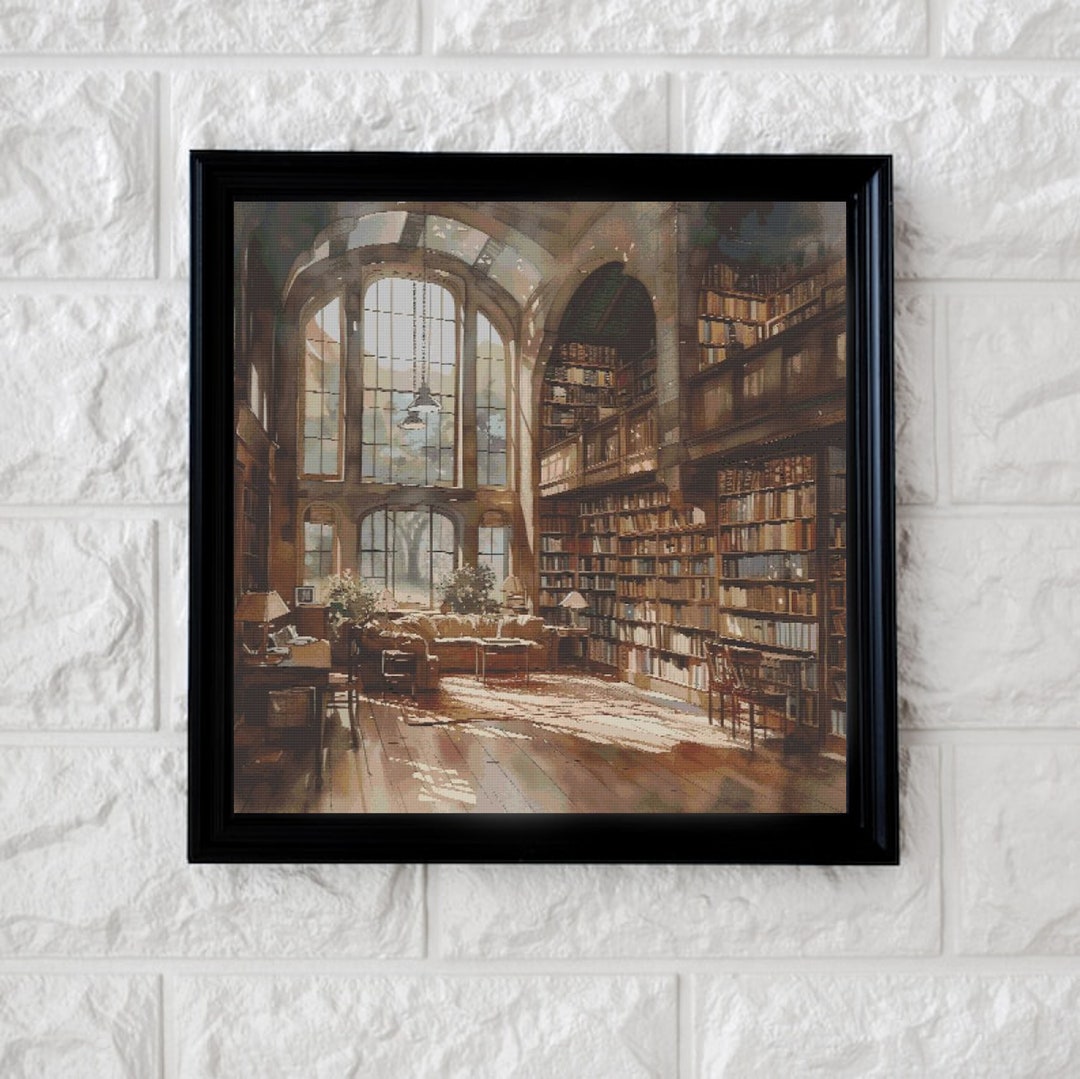 Wooden Library Cross Stitch Pattern Full Coverage PDF - Etsy