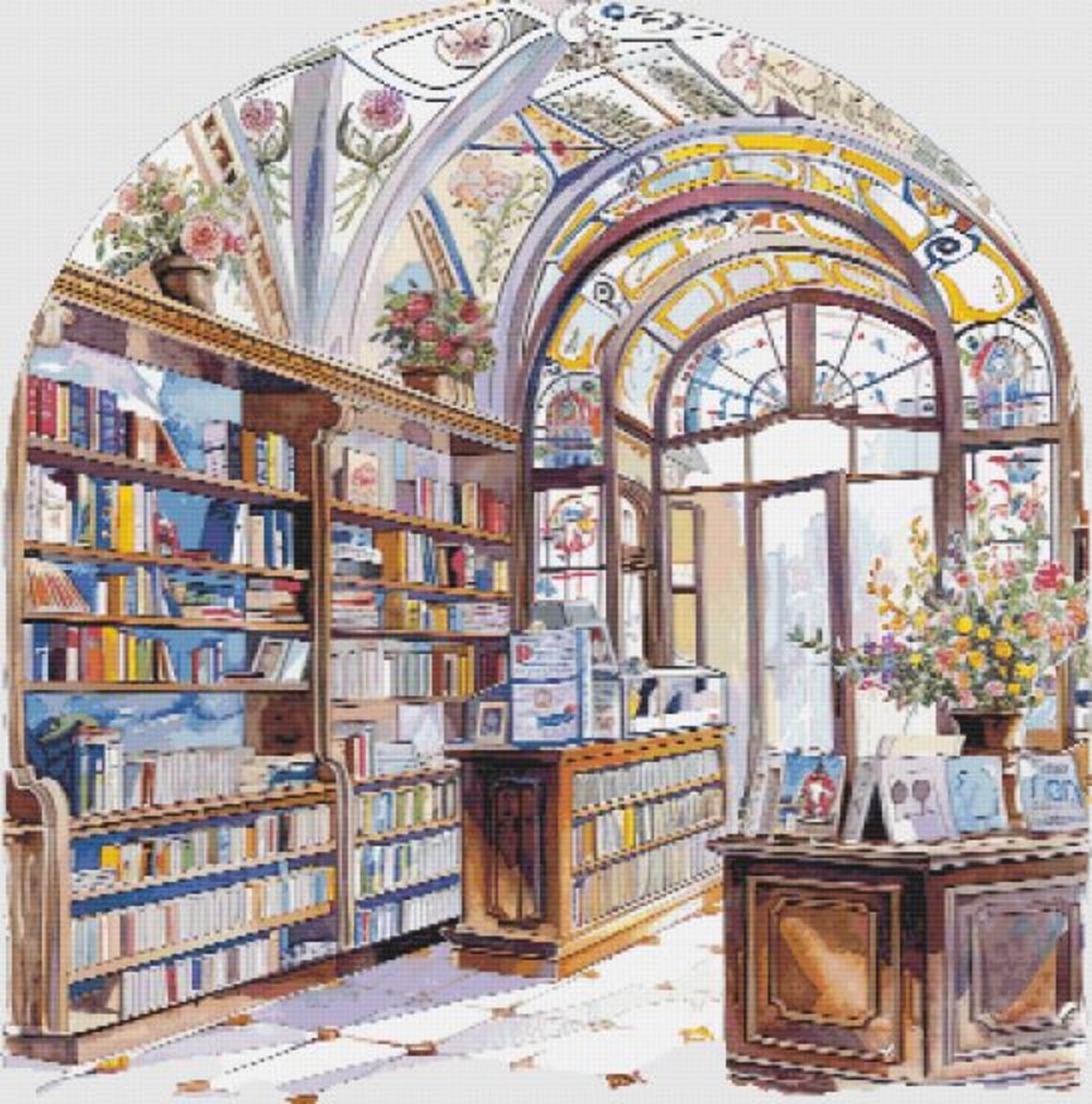 Colourful Bookshop Cross Stitch Pattern PDF - Etsy