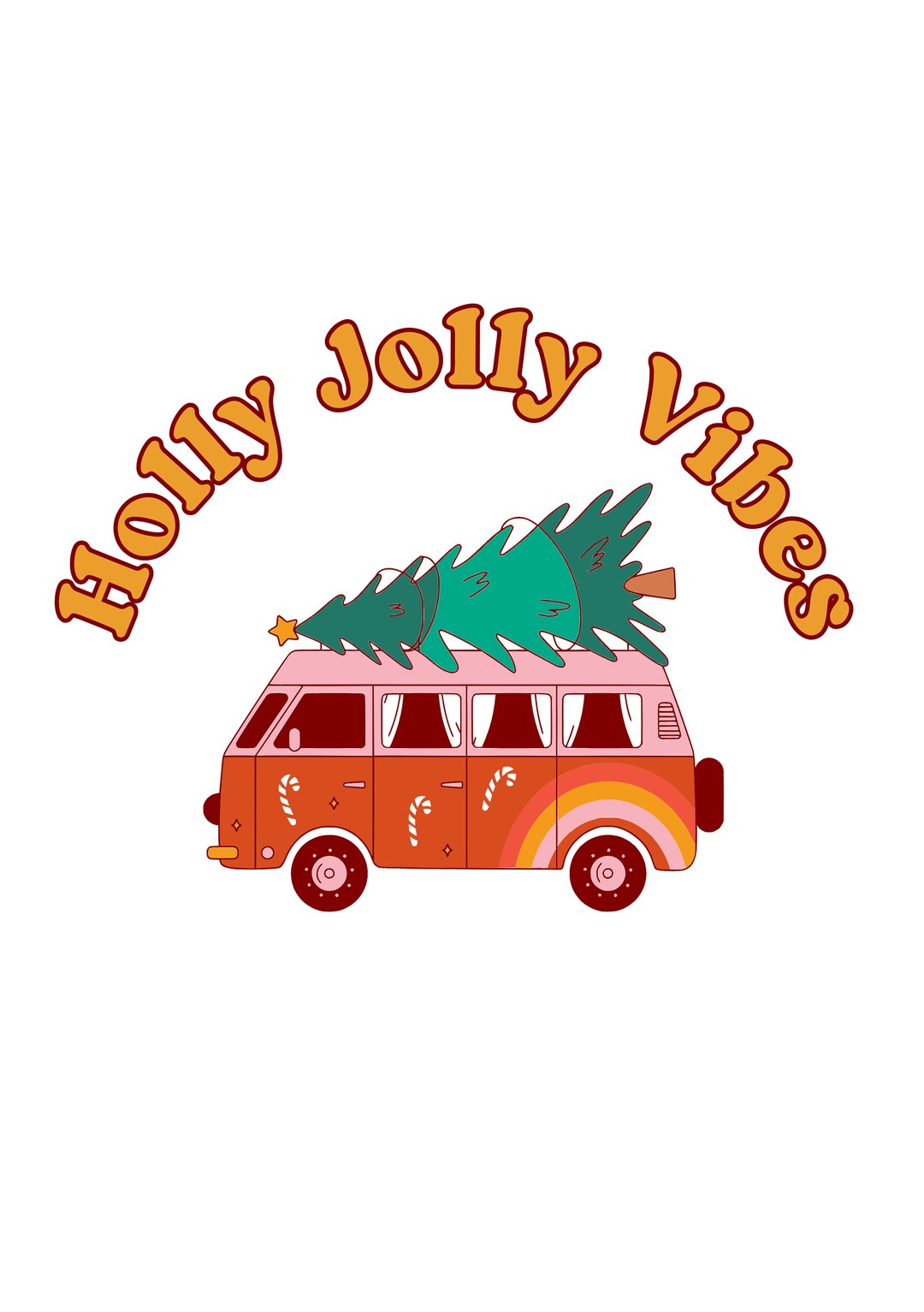 Holly Jolly Vibes Retro Bus SVG - Etsy