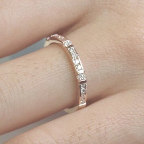 Channel Moissanite Wedding Ring/channel Lab Diamond Wedding - Etsy