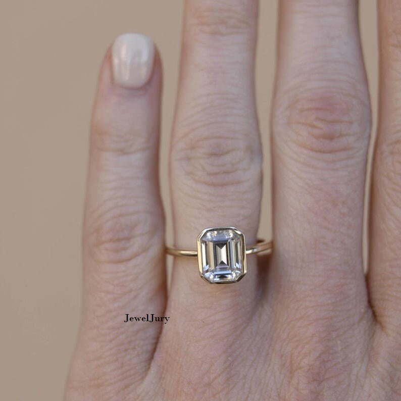 Moissanite Emerald Cut Engagement Ring Emerald Cut Ring - Etsy