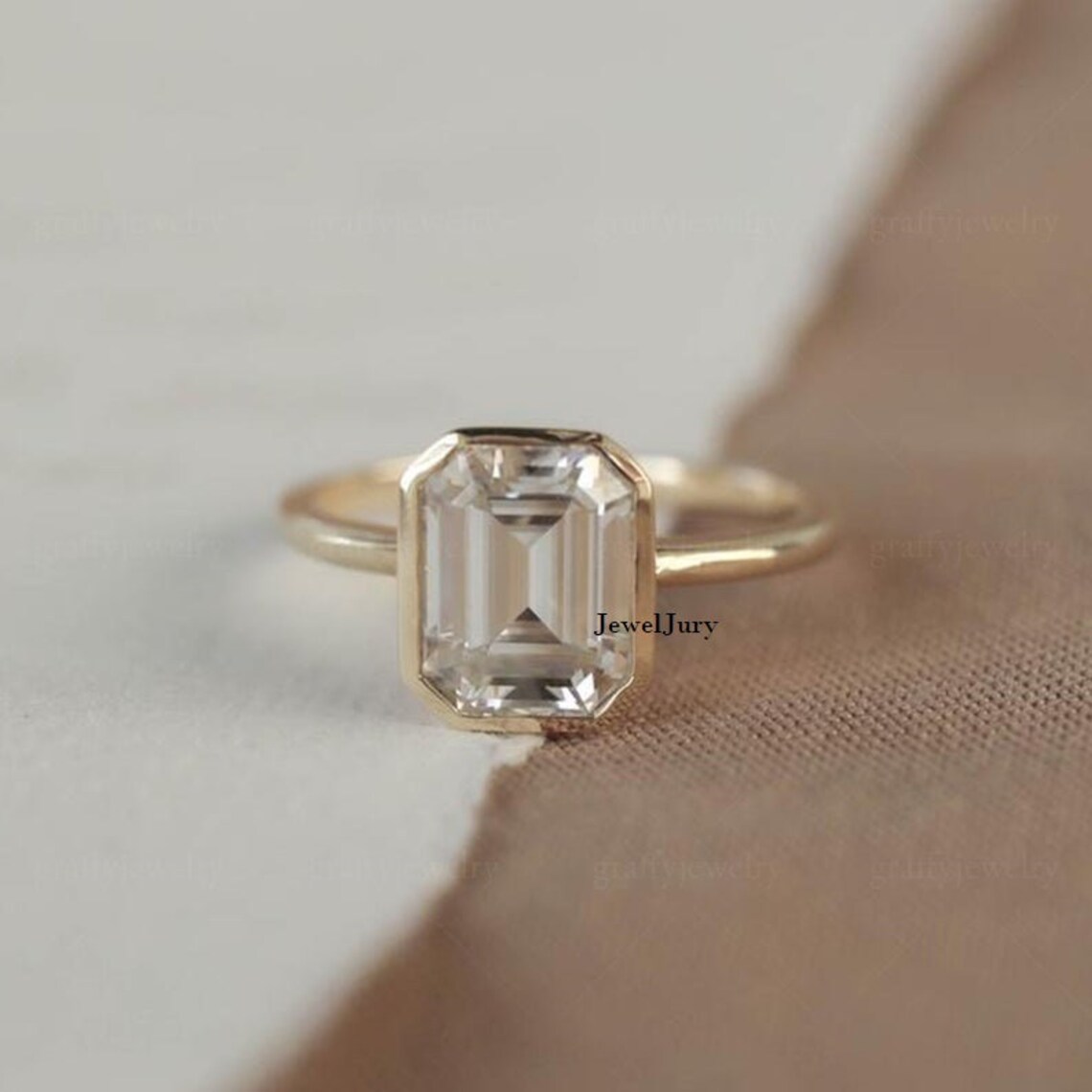 Moissanite Emerald Cut Engagement Ring Emerald Cut Ring - Etsy