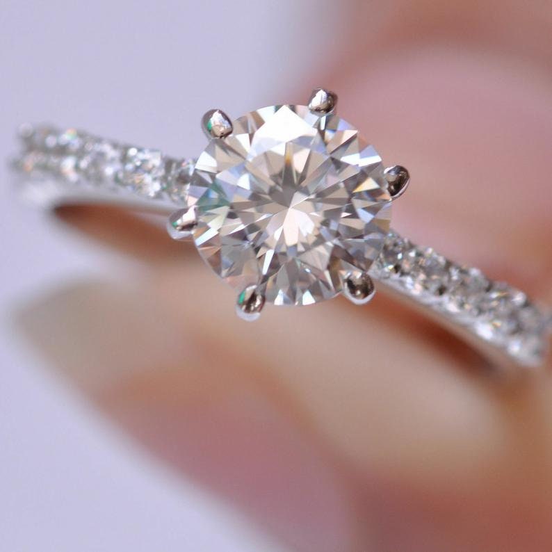 2.30ct Round Moissanite Ring Round Near Colorless Moissanite - Etsy