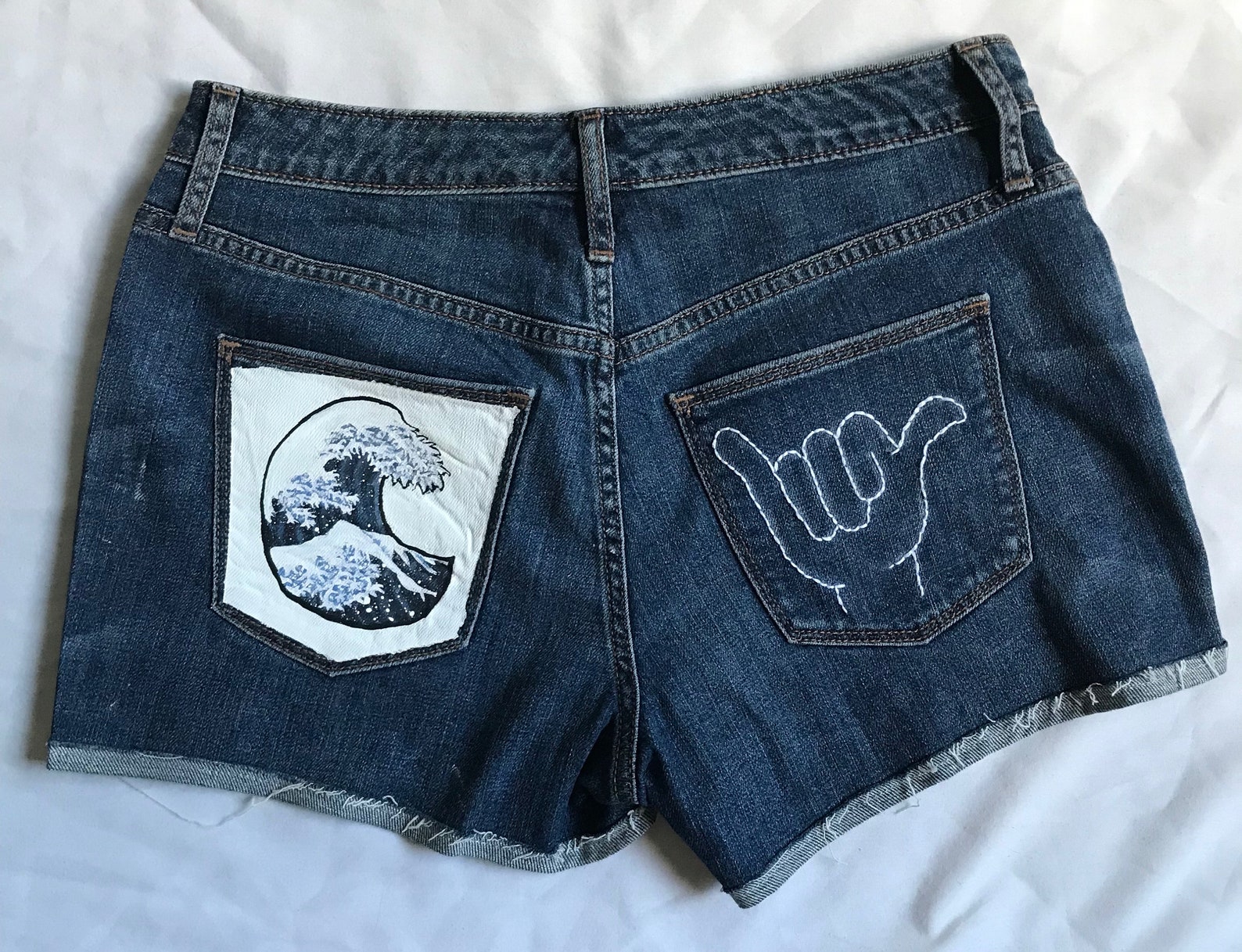 Wave & Shaka Jean Shorts - Etsy