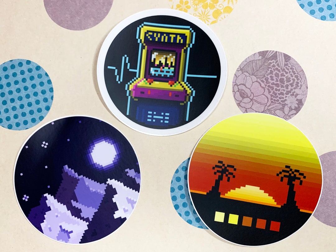 Pixel Art Vinyl Sticker Set 3 Retro Stickers Nerdy Stationery Gamer ...