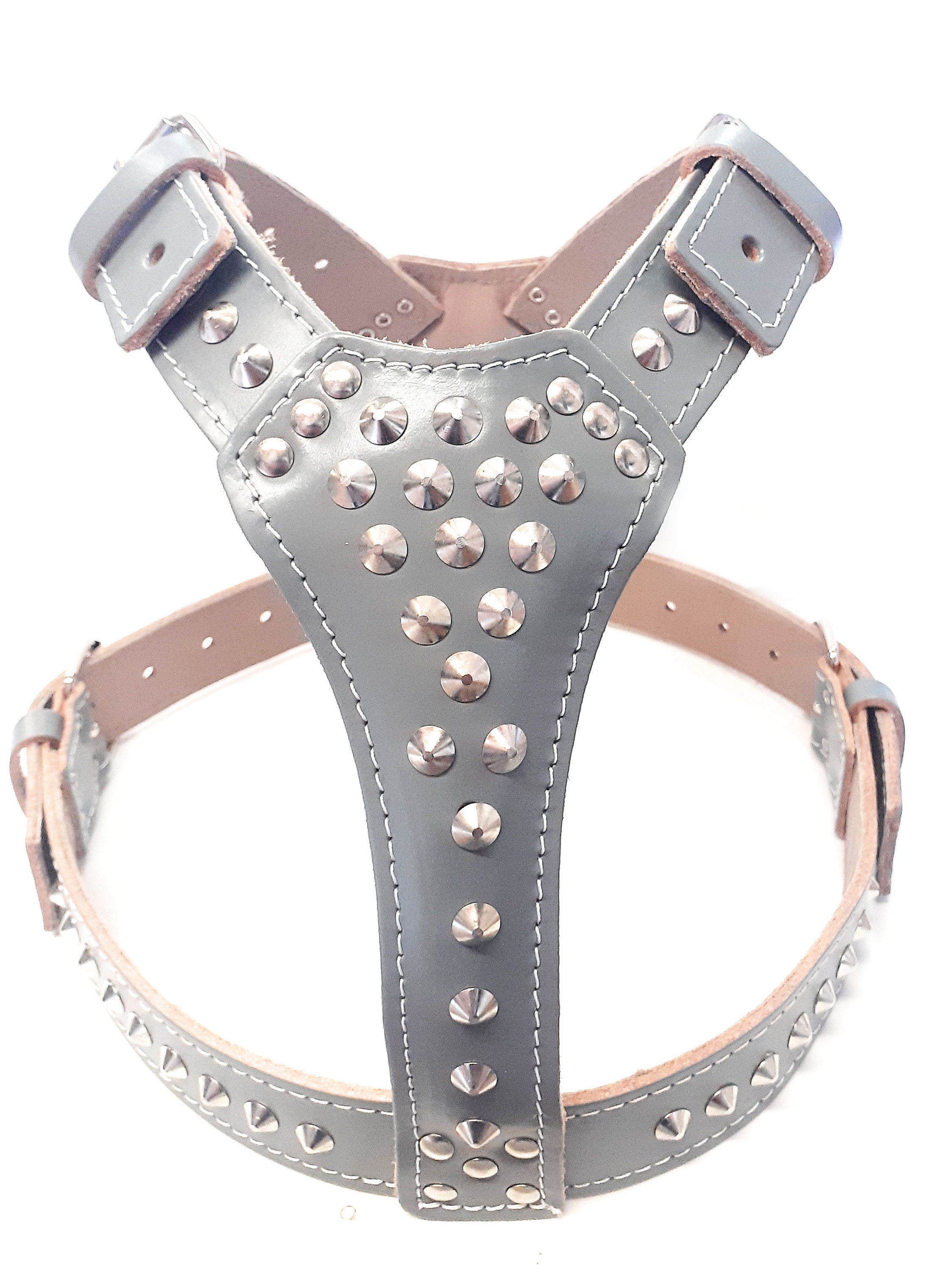 Beautiful Studded Design Leather Dog Harness Fits Large Breeds - Etsy ...