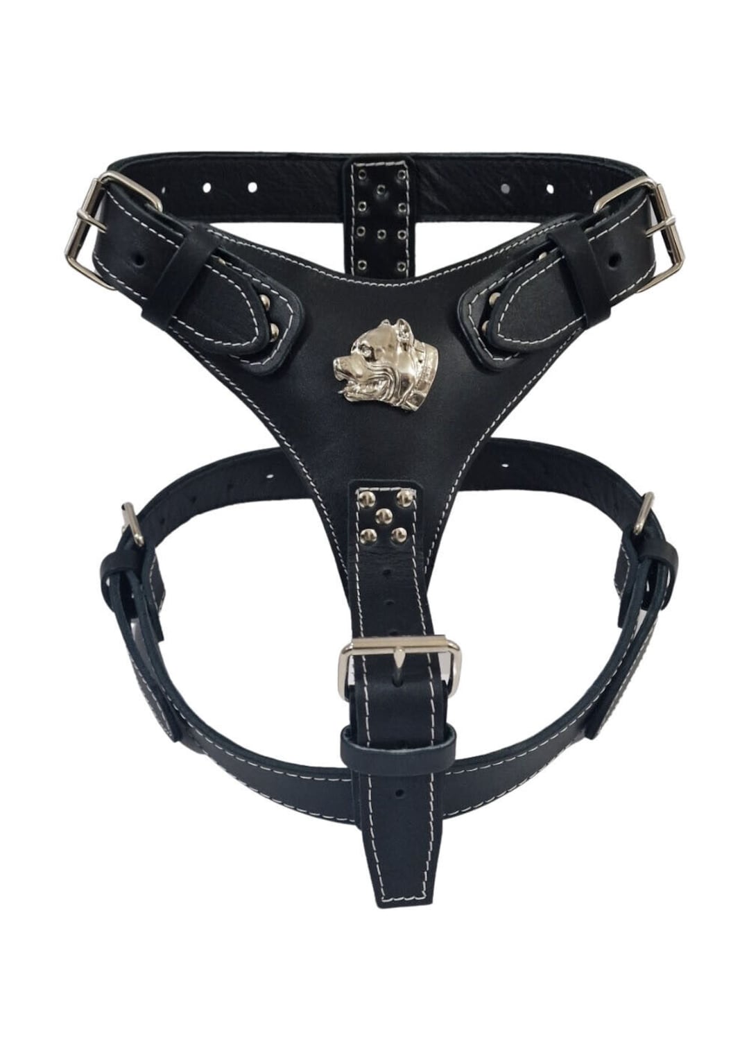 Bully Large Leather Dog Harness With Unique American Bully Badge Only ...