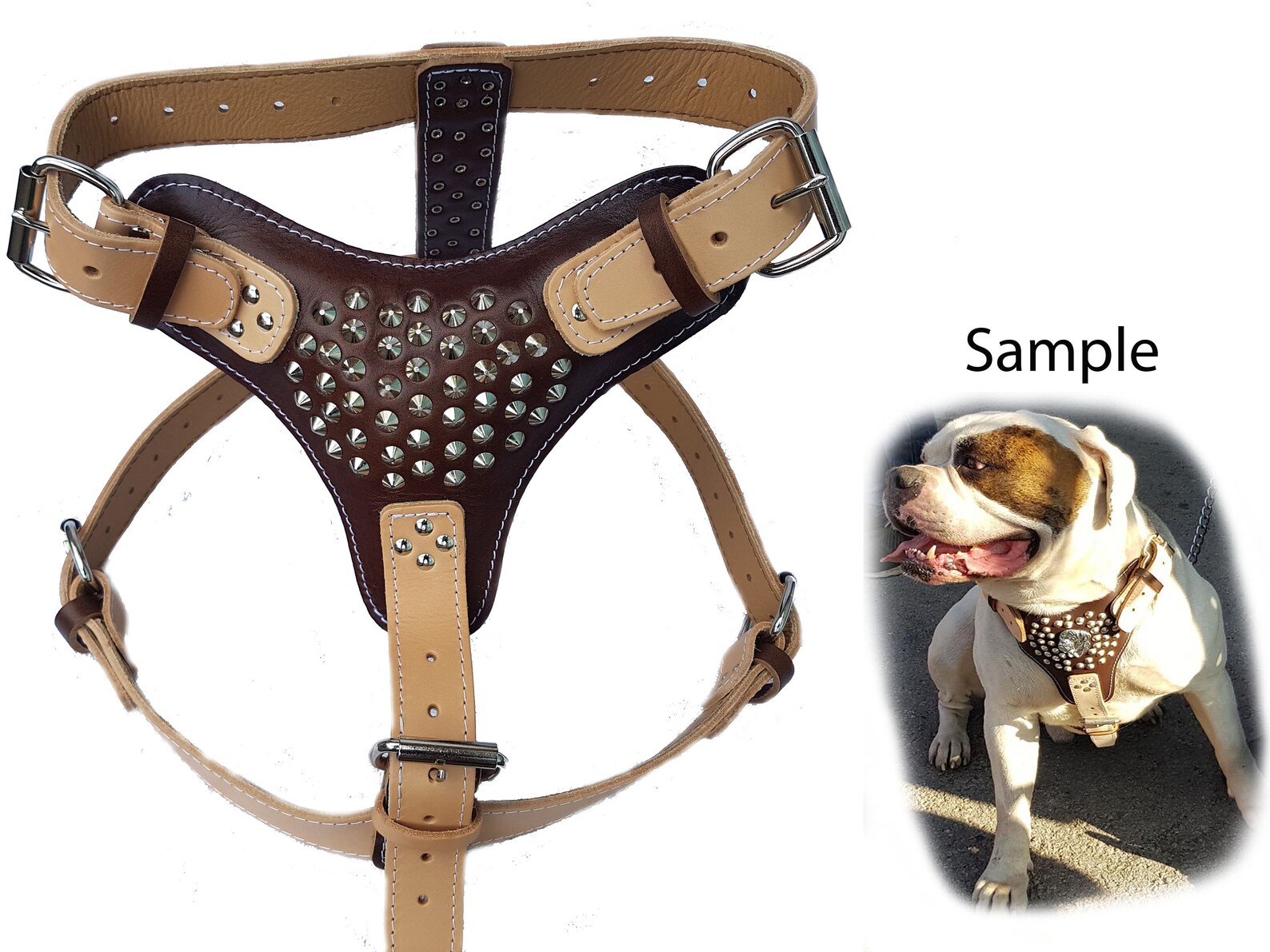 Two Tone Extra Large Heavy Duty Leather Dog Harness With - Etsy