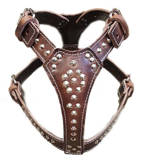 Beautiful Studded Design Leather Dog Harness Fits Large Breeds - Etsy ...