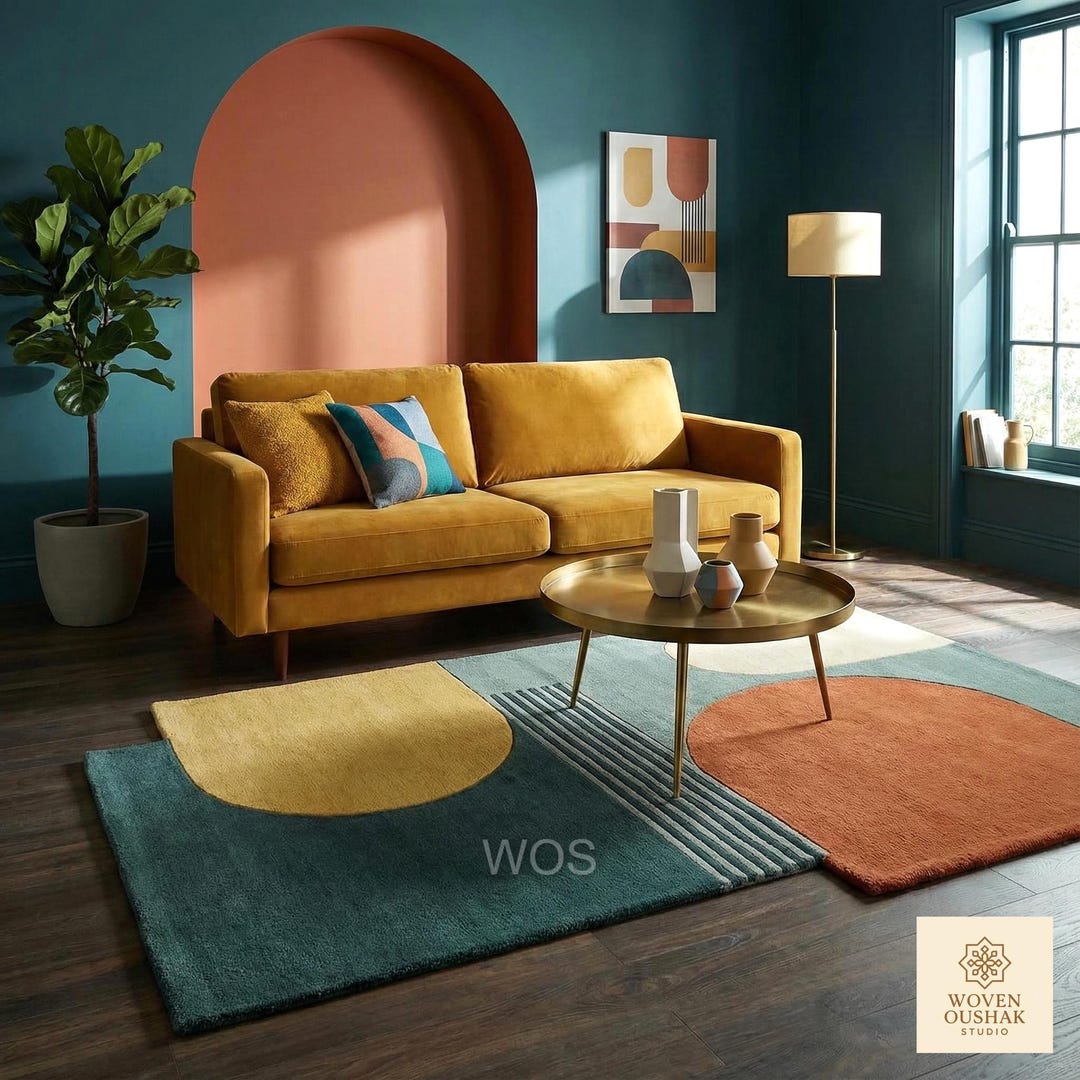 8X10 Hand Tufted New Zealand Wool Rug: Modern Irregular Shape Color ...