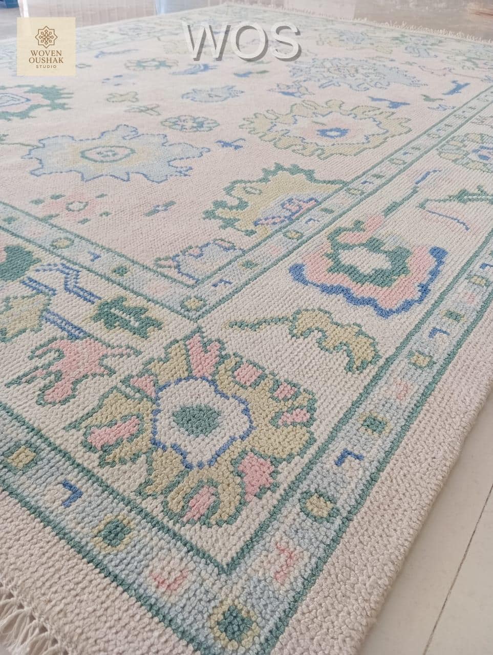 Pastel Pink Oushak Rug 8x10 9x12 10x14 | Hand-knotted Wool Custom Size ...