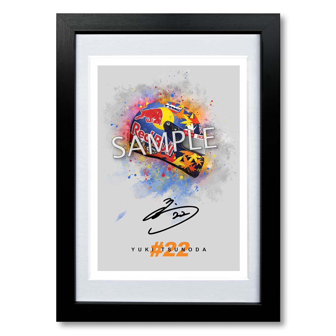 YUKI TSUNODA 2024 Drivers Helmet Poster Signed Print Photo Art ...
