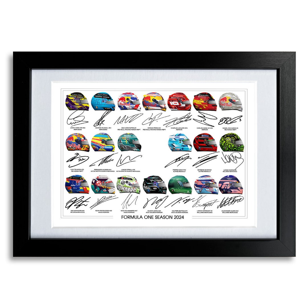 NEW! FORMULA ONE 2024 All Drivers & Teams Helmets Signed Poster Print ...