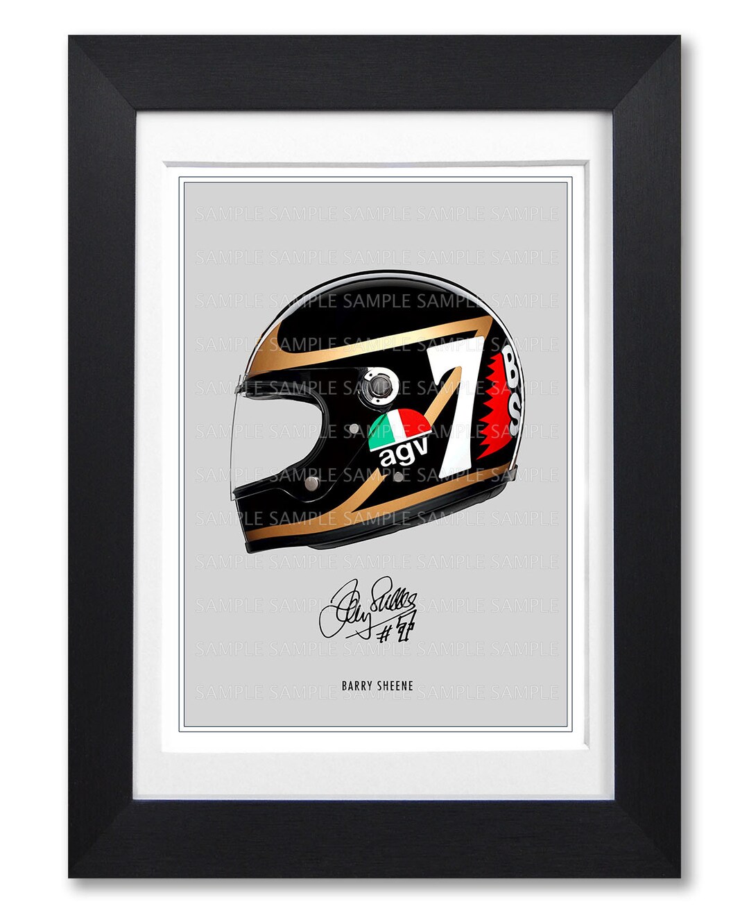 BARRY SHEENE Signed Helmet Poster Print Photo Autograph Gift Motorcycle ...