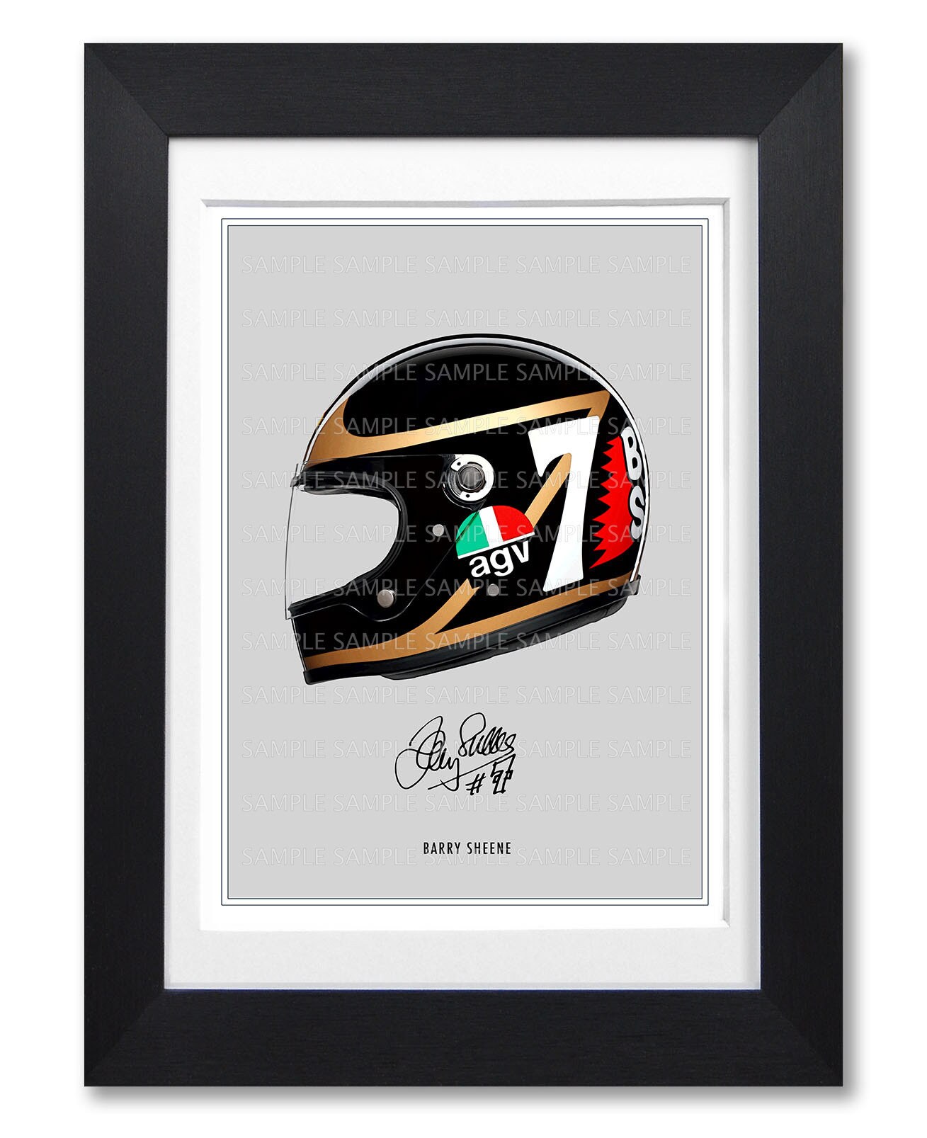BARRY SHEENE Signed Helmet Poster Print Photo Autograph Gift Motorcycle ...