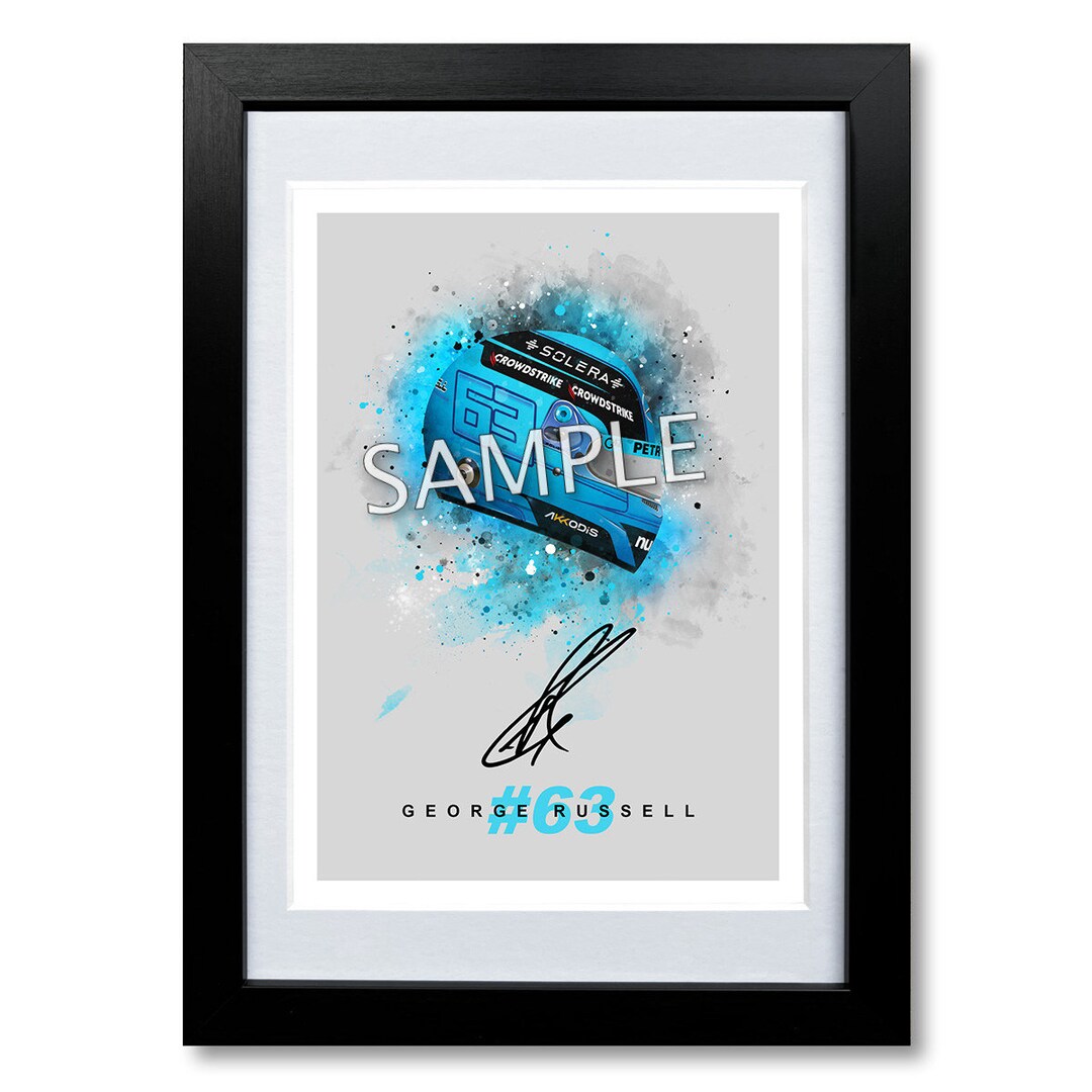 GEORGE RUSSELL 2024 Drivers Helmet Poster Signed Print Photo Art ...