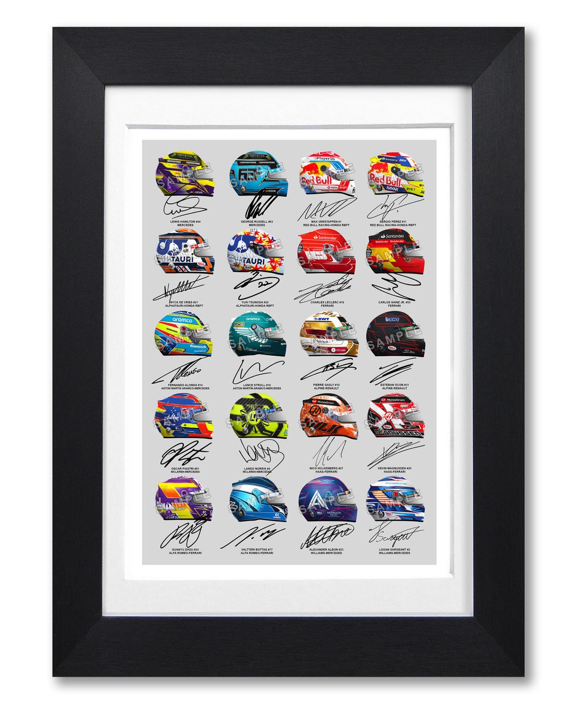 FORMULA ONE 2023 All Drivers Helmets Signed Poster Print Photo - Etsy