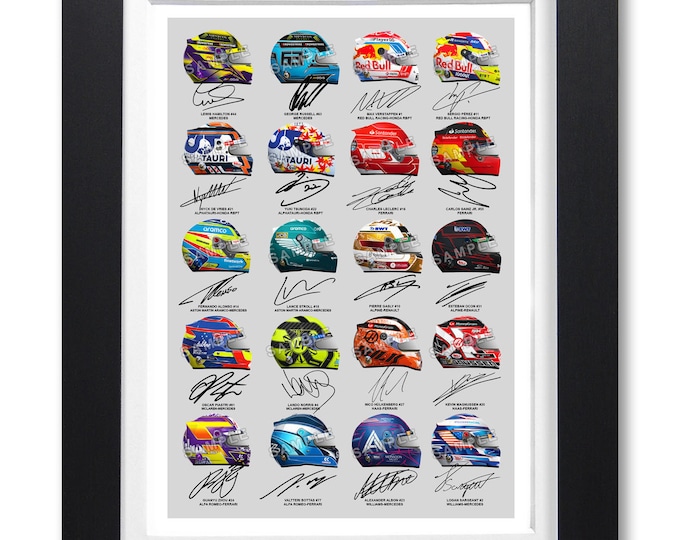 FORMULA ONE 2023 All Drivers Helmets Signed Poster Print Photo ...