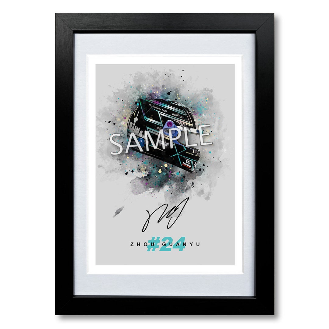 ZHOU GUANYU 2024 Drivers Helmet Poster Signed Print Photo Art Autograph ...