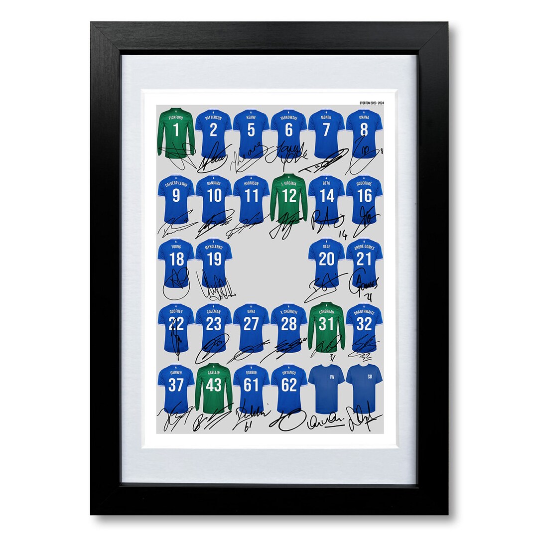 EVERTON Squad Team 2023-2024 Signed Poster Print Photo Autograph Gift ...