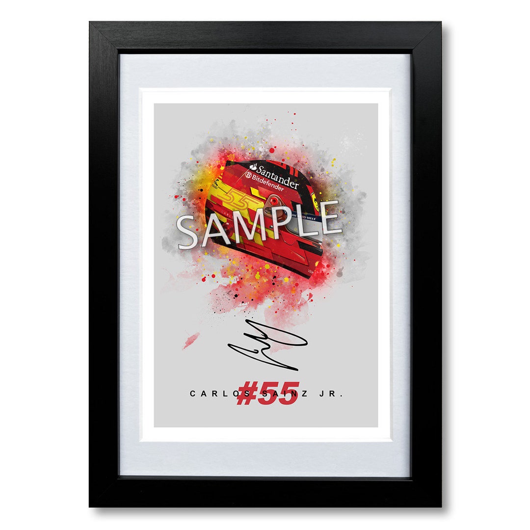 CARLOS SAINZ JR 2024 Drivers Helmet Poster Signed Print Photo Art ...