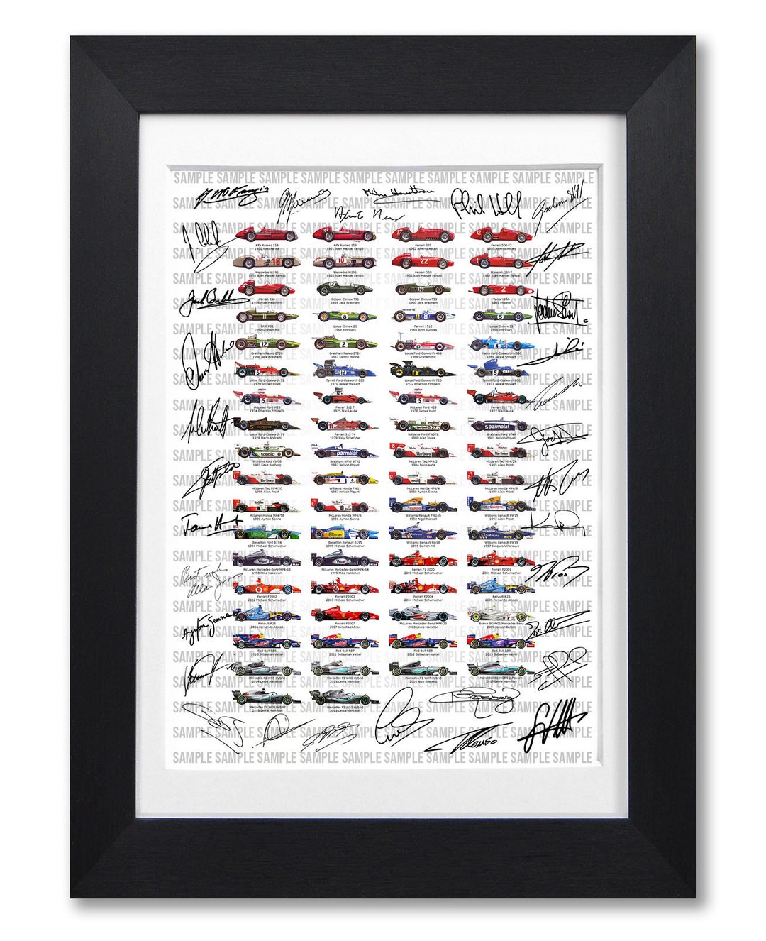 FORMULA ONE All World Drivers Champions Signed Poster Print Photo ...