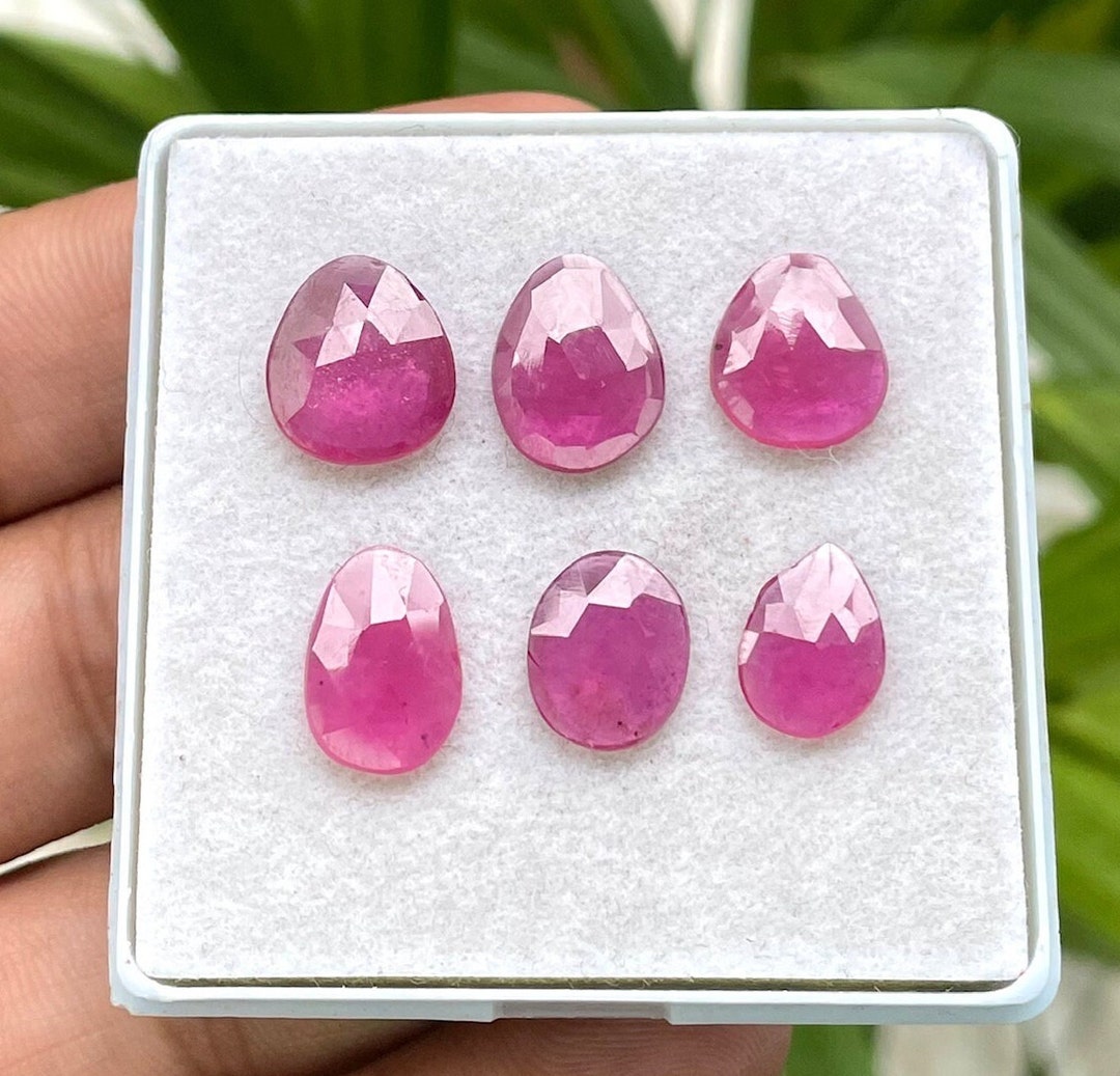6 Pieces Lot- Natural Pink GF Ruby Rose Cut -gemstone, 10-12 MM Ruby ...
