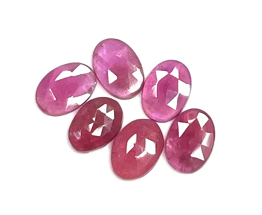 6 Pcsaaa Natural GF Ruby Rose Cut Gemstone 13-9 MM Ruby Flat Back ...