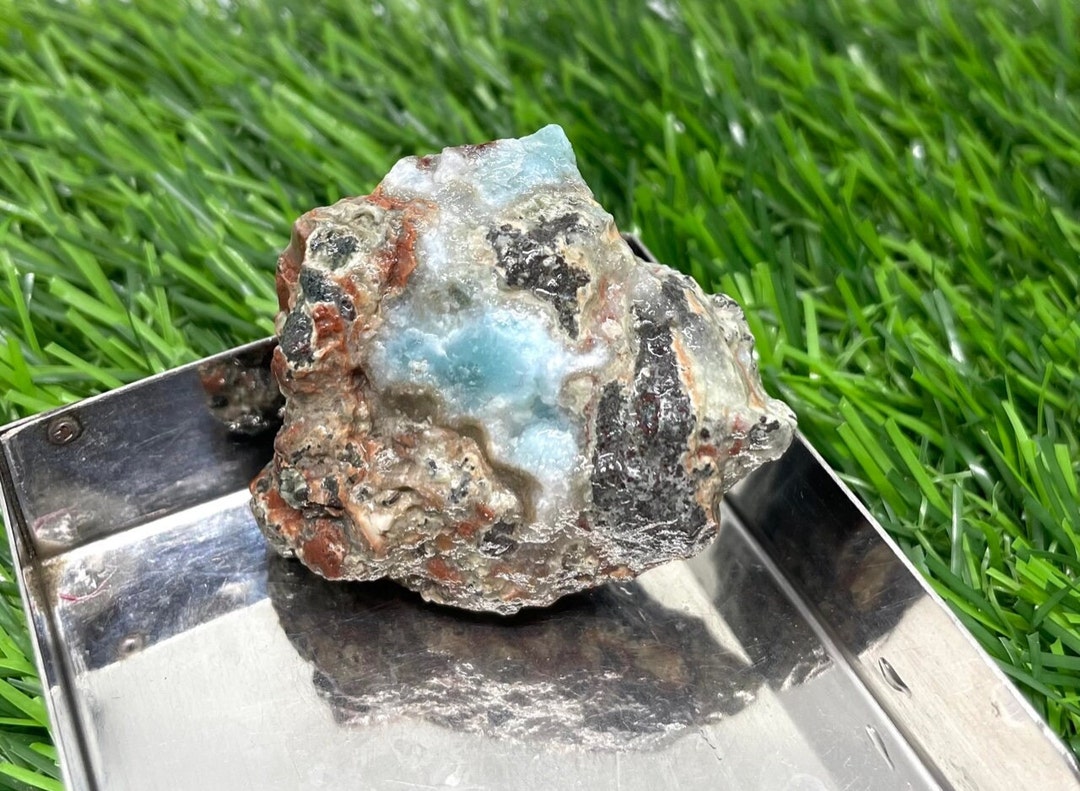 182CTS RARE Larimar Slab Raw Rough Loose Gemstone, Larimar Raw Gemstone ...