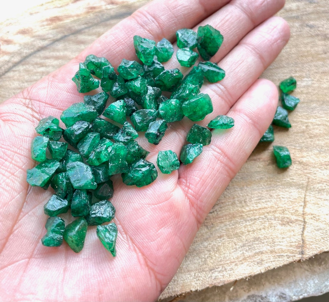 10 Pcs~natural Raw Emerald Crystal Rough, May Birthstone, Green Emerald ...
