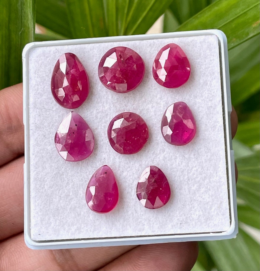 8 Pcs Lot-natural GF Ruby Aaa+rose Cut Pieces Lot-gemstone15-10mm Ruby ...