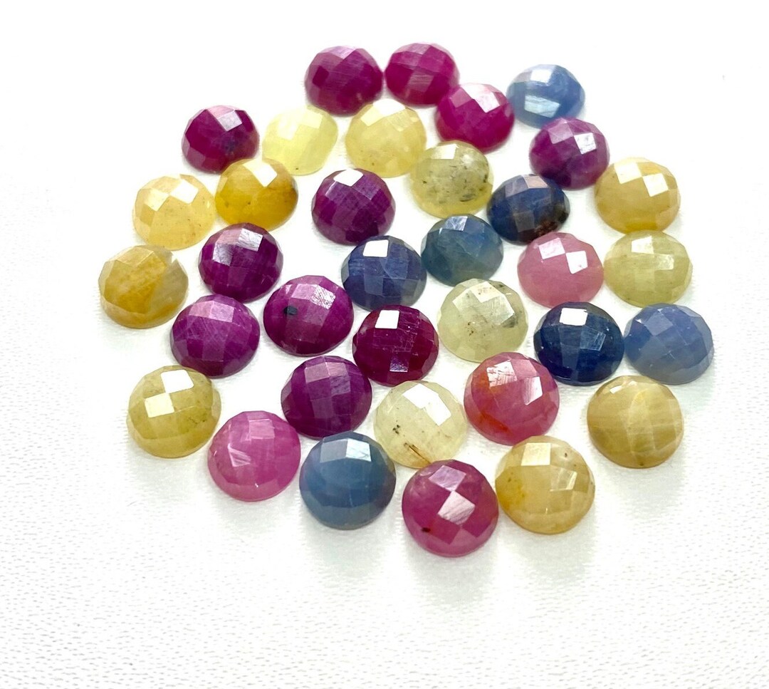 Natural Multi Sapphire Rose Cut, Size 6 MM Round Shape Flat Back ...