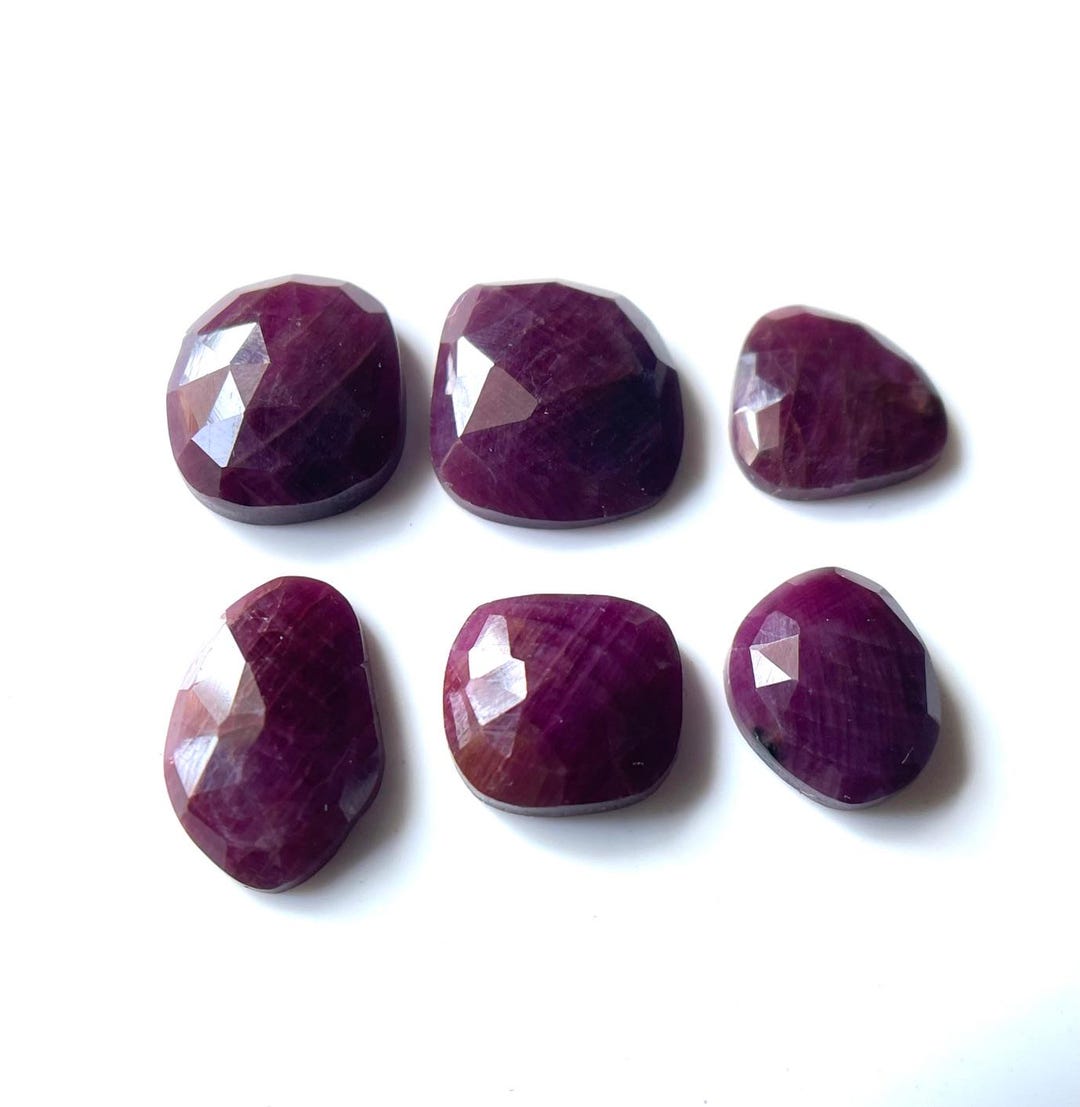 100%natural-6 Pieces-ruby Rose Cut Gemstone, Size-10-13mm-natural Ruby ...