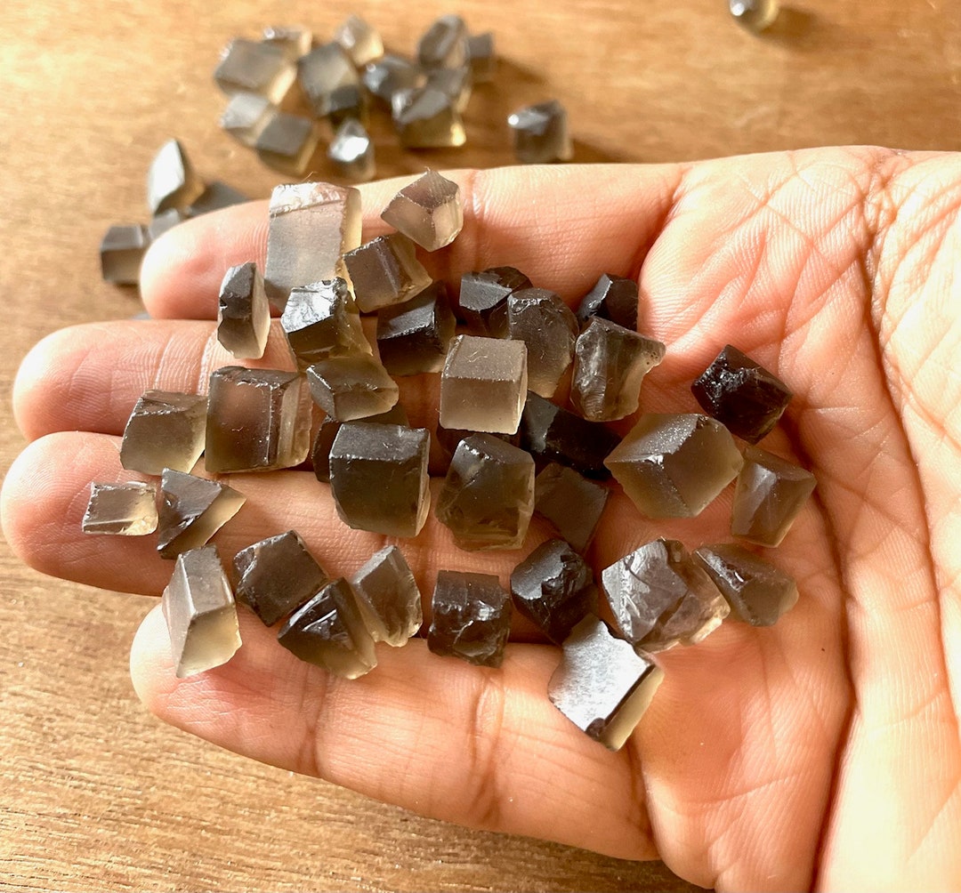 25pcs~natural Raw Quartz Square Shape,crystal Size 10-8mm,raw Smoky ...