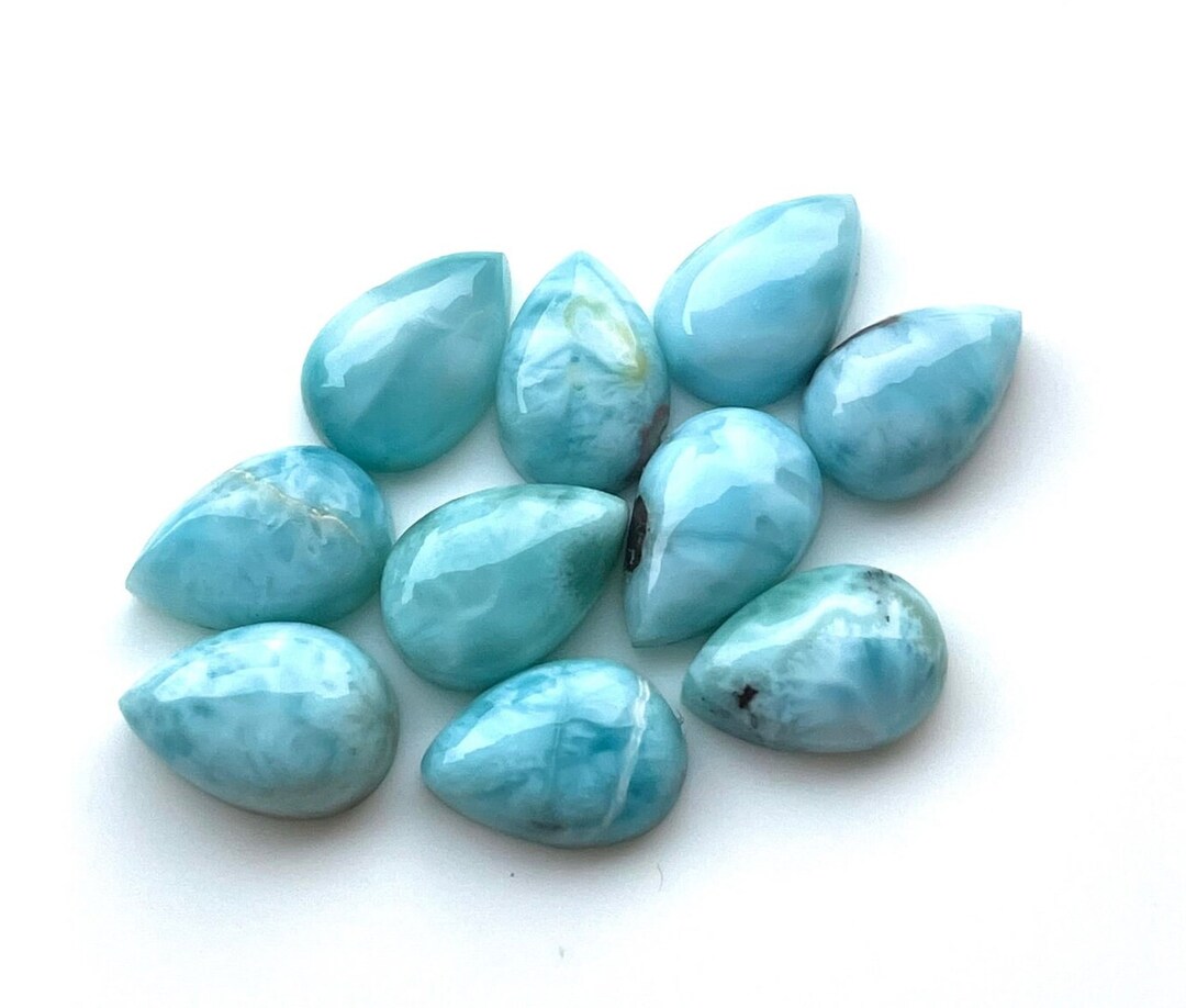 12x8mm,aaa Natural Larimar Cabs, PACK OF 10 Pcs Lot Pear Shape Cabochon ...